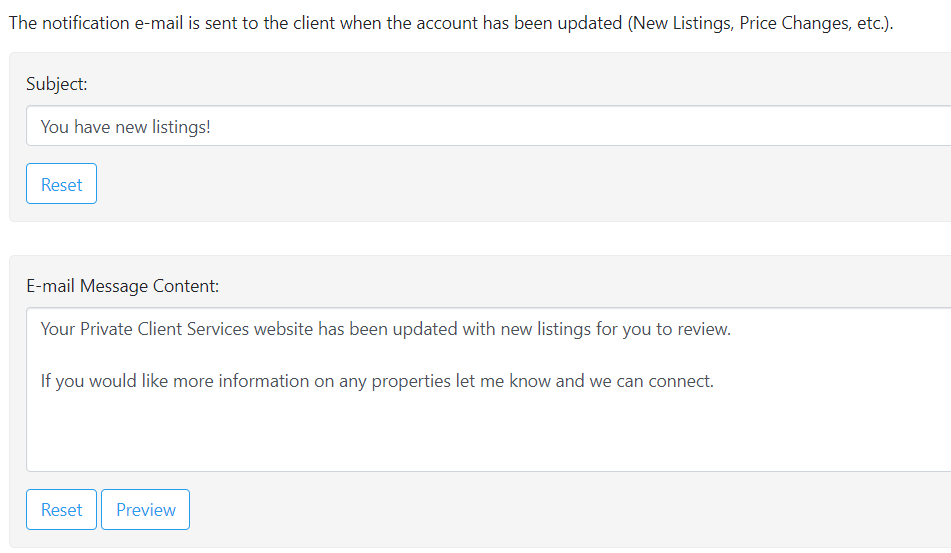 How do I change the PCS™ Notification Email Message? – RealtyServer