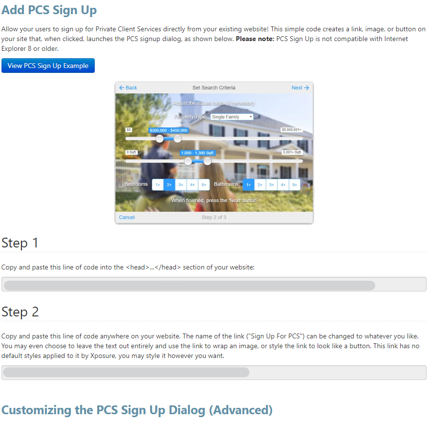How do I activate PCS™ Sign up on my website? – RealtyServer